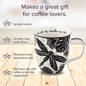 Karma Gifts 16 oz Black and White Boho Mug Butterfly - Cute Coffee and Tea Mug - Ceramic Coffee Mugs for Women and Men & Gifts 16 oz Black and White Boho Mug Dragonfly - Cute Coffee and Tea Mug