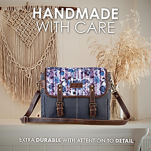 SIXTEASE Womens Shoulder Bag Vintage Style Shoulder Bags for Women - Made with Genuine Leather, Upcycled Canvas, or Hair On - Handmade, Adjustable Strap, Brass and Zinc Hardware - Helio