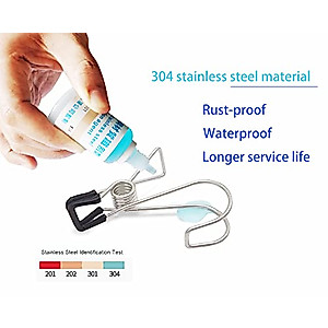 304 Stainless Steel Short Tail Hanger Clip with Hook, Durable Hanging Clips，Heavy Duty Multifunctional Hangers Use for Display Storage Items (12)