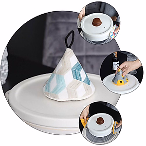 Hemoton 4pcs Hanging Conical Oven Mitts Little Oven Gloves Pot Holder Blended Fabrics Conical Hat Japanese Style for Kitchen Cooking Non Slip Grips