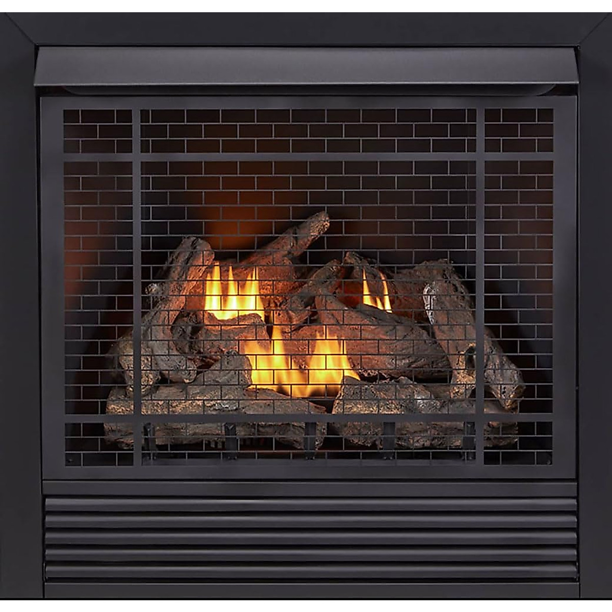 Duluth Forge Dual Fuel Ventless Gas Fireplace System with Mantle, Remote Control, 9 Fire Logs, Use with Natural Gas or Liquid Propane, 32000 BTU, Heats up to 1500 Sq. Ft., Brown