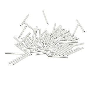 Baosity 50x 20x2mm Smooth Long Straight Tube Noodle Bead Jewelry Making - Silver White