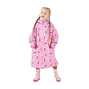 Fewlby Kids Raincoats For Girls Boys Unicorn Cartoon Toddler Rain Wear Children Waterproof Raincoat Jacket Poncho M Size 7-10 Years