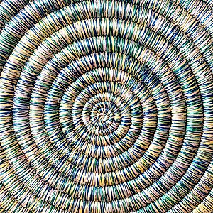 African Woven Trivet- Bwisige/Rwanda Trivet/Sisal & Sweetgrass/Blue, Green, Blush, Golden Yellow, Tan