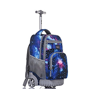 Tilami Rolling Backpack 18 Inch with Pencil Case School for Boys Girls, Galaxy