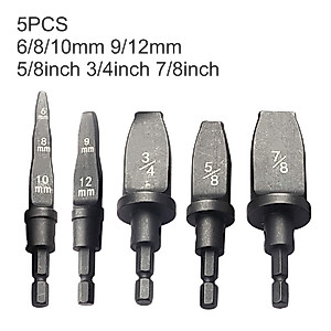VideoPUP 5pcs Swaging Tool Drill Bit Set,Metric Pipe Expander Metric Air Conditioning Copper Pipe Expander - 6/8/10mm, 9/12mm, 5/8", 3/4", 7/8" Flaring Spin Set