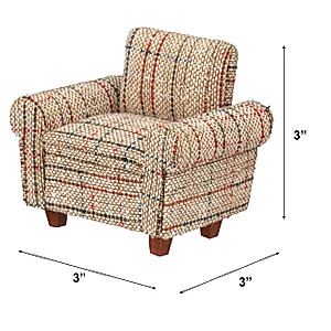 Dollhouse Sofa Armchair Upholstered, Miniature Living Room Furniture Chair, Fabric, Accessories for 6 inch Dolls, 1/12 Scale
