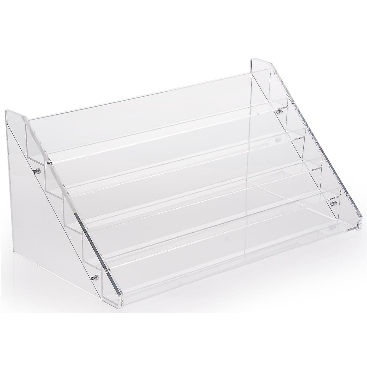 Displays2go Nail Polish Rack, Tiered Design, Clear Acrylic, 5 Shelves Hold 60 Bottles Total