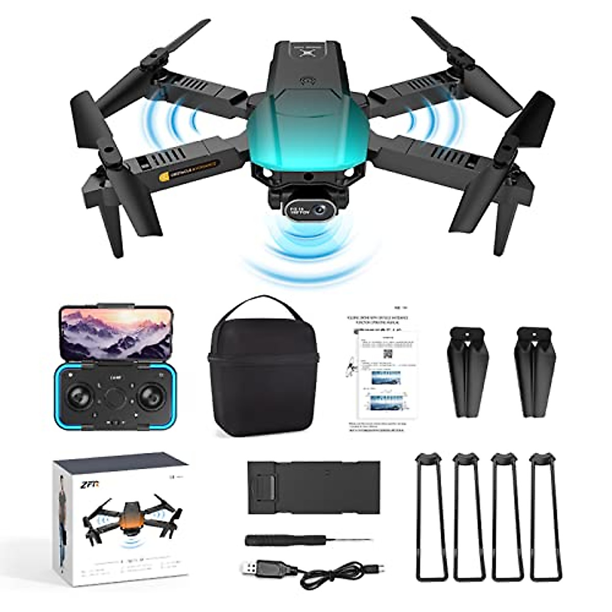 Mini Drones with Camera for Adults 1080P Foldable Drones for Kids with 4 Channel 3-level Flight Speed Altitude Hold Headless Mode Fpv Drone Rc Plane Helicopters Cool Stuff Birthday Gifts