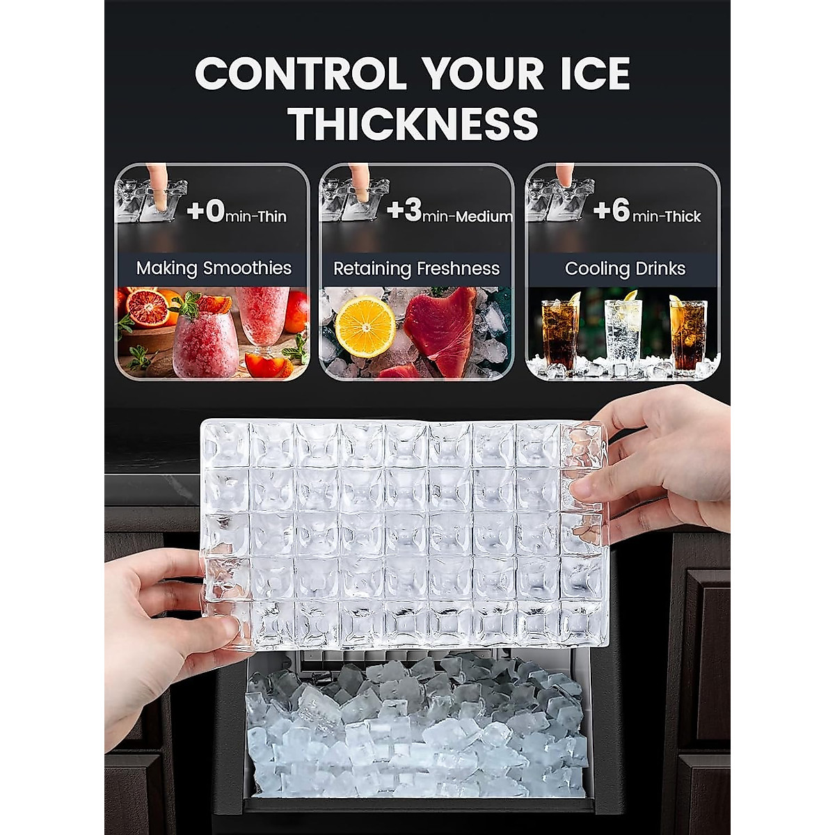 Kndko Commercial Ice Maker Machine, 100 lbs/24H, Stainless Steel Ice Maker with 2 Way Add Water, Under Counter Ice Machine, Freestanding Ice Maker, 24H Timer,Ice Machine for Home,Bar,Restaurant,RV
