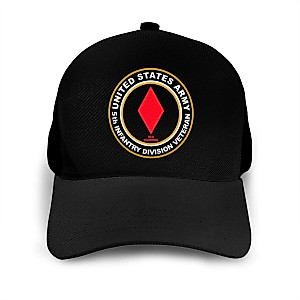 US Army Veteran 5th Infantry Division Red Diamond Unisex Adult Hats Classic Baseball Caps Peaked Cap