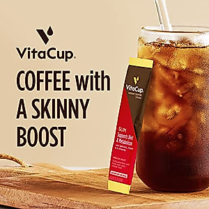 VitaCup Slim Instant Coffee Packets, Boost Diet & Metabolism with Ginseng, Garcinia, B Vitamins, Skinny Coffee, Bold & Smooth, Medium Dark Roast, 100% Arabica Coffee in Single Serve Sticks, 48 Ct