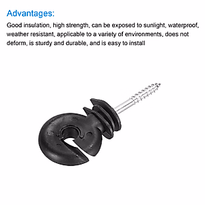 PATIKIL Electric Fence Insulator Screw-in Ring Insulator 25pcs Wood Post Insulator Black for Farm Fencing Power Grid System