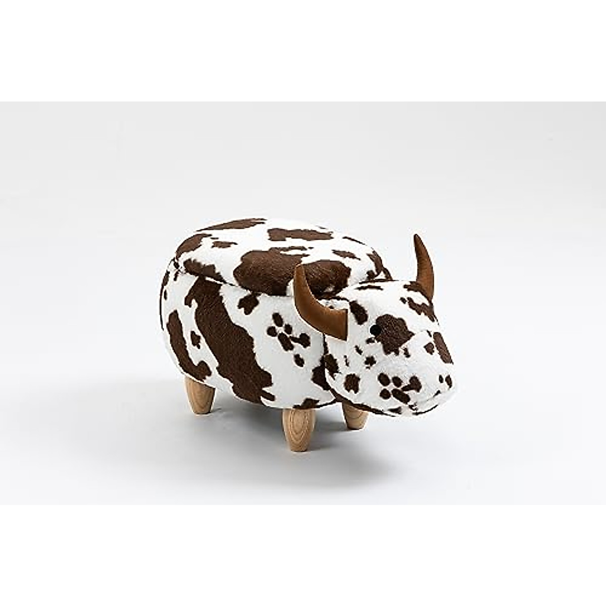 Home 2 Office Cow Ottoman for Kids' Bedroom, Playroom, Nursery, and Living Room, Animal Ottoman with Storage, Footstool for Kids, Brown Cow Print