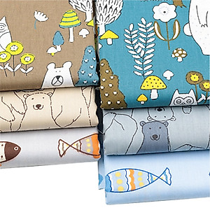 6Pcs Cartoon Prined 18" x 22" Fat Quarters Fabric Bundles for Patchwork Quilting,Pre-Cut Quilt Squares for DIY Sewing Patterns Crafts