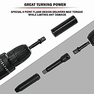 BeHappy 3/8" Impact Socket Set, 49Pcs Socket Set, Drive Impact Socket Set includes Metric (8-22mm) and SAE Socket Set (5/16"-3/4"), Deep/Standard, Cr-V, 6 Point,Extension Bars,Universal Joint,Adaptor