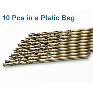 DRILLFORCE (10 Pcs) 17/64 in. x 4-1/8 in. HSS Cobalt Drill Bits, Jobber Length, Straight Shank, Metal Drill,Ideal for Drilling On Mild Steel, Copper, Aluminum, Zinc Alloy Etc.