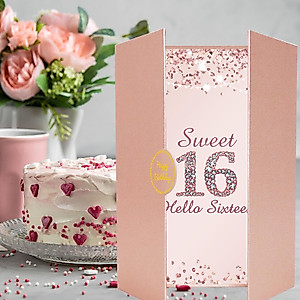 Vlipoeasn Sweet 16 Birthday Guest Book Alternative, Rose Gold Sweet 16 Birthday Decorations for Girl, 16th Birthday Party Signature Book, 16 Year Old Birthday Gifts for Girls