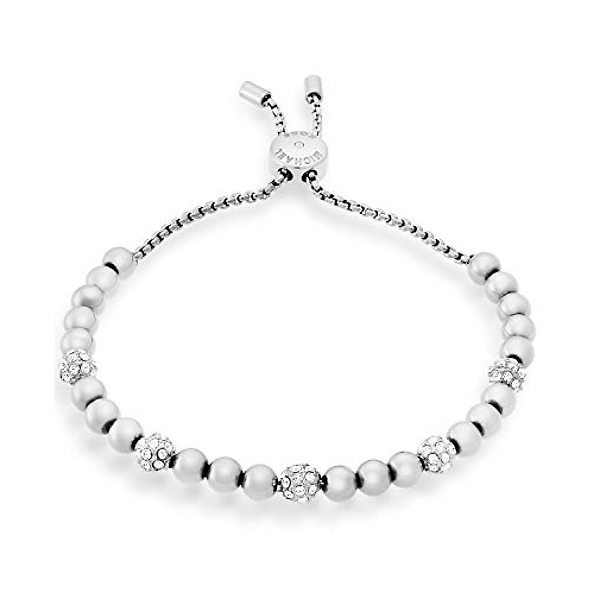Michael Kors Stainless Steel and Pavé Crystal Beaded Bracelet for Women, Color: Silver (Model: MKJ5219040)