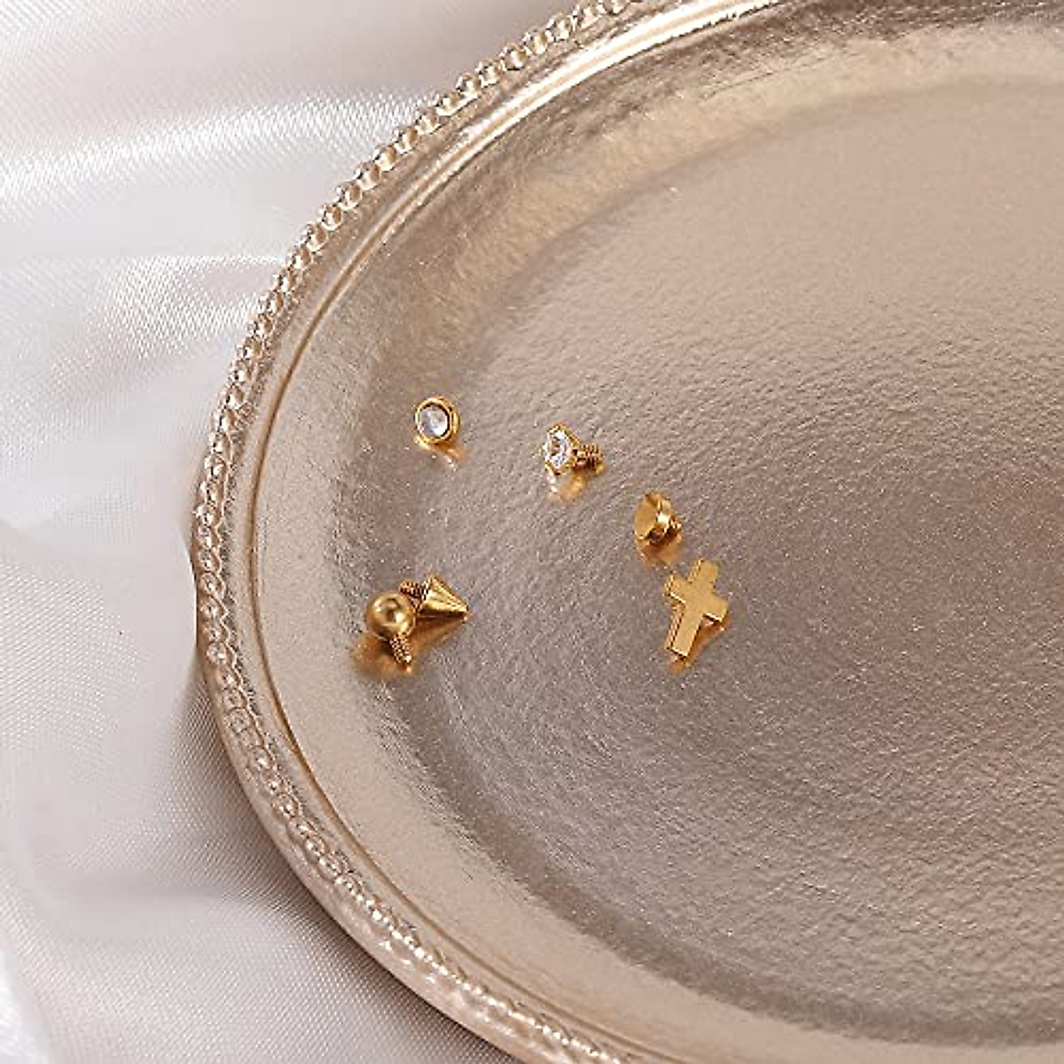 BodyAce 16g Crystal Micro Dermal Tops, Stainless Steel Dermal Base, Rose Gold Dermal Anchor Tops for Women Men, Skin Piercing Tops 3mm 4mm Dermal Piercing Jewelry (D Set:28Pcs(4mm))