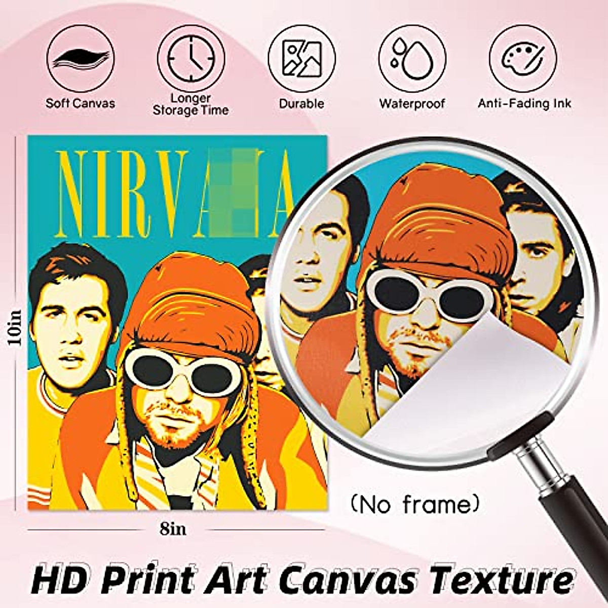 TRANSFIX Nirvana Band Posters - Set of 6 Pcs Unframed Canvas Prints Rock Posters Vintage Band Posters 8 * 10" Music Posters Rock N Roll Posters for Men Women Teens Boys Fans Music Lovers