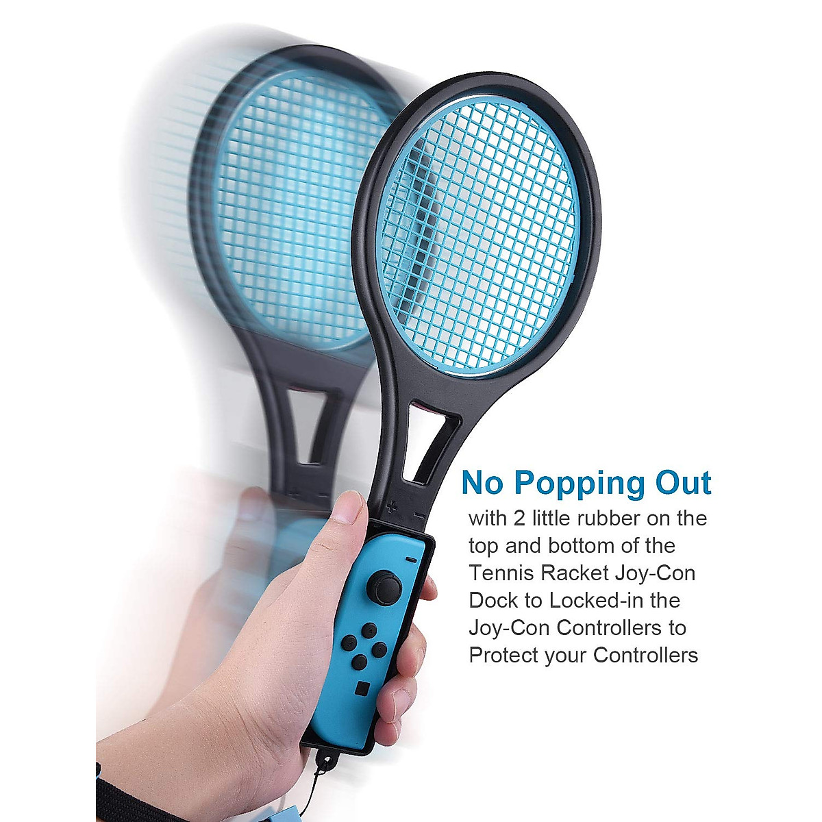 Tendak Tennis Racket for Nintendo Switch Joy-Con, Game Accessories for Mario Tennis Aces Game with 12 in 1 Game Card Case (2 Pack, Black)