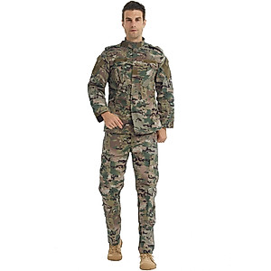 Mens Military Uniform Camouflage Jacket & Pants Set Training Shirt Hunting Paintball Pants