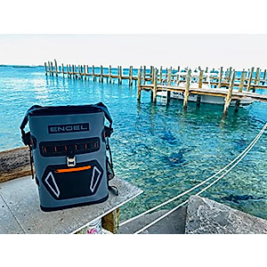 Engel BP25-LG Red 25 Quart Roll-Top High Performance Backpack Cooler Light Gray/Red