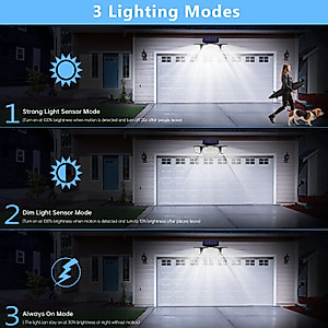 BAILABA Solar Outdoor Lights, 218 LED 2800LM Flood Lights with Remote Control, 3 Heads Solar Security Outdoor Lights, IP67 Waterproof, 270° Wide Angle Illumination Motion Sensor Lights with 3 Modes