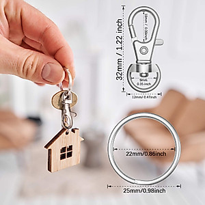 sprookber 100pcs Metal Lobster Claw Clasp with Key Ring, Keychain Rings for Crafts, Key Jewelry DIY Crafts, Lanyard Clips snap Hook, Swivel Clasps Clip (Claw Clasp 50pcs+Key Ring 50pcs)