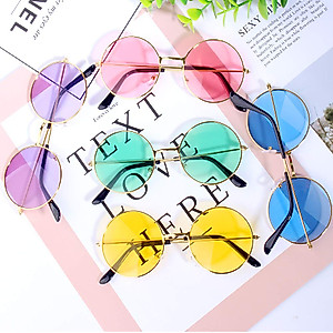 ONESING 8 Pairs Round Hippie Sunglasses Circle Sunglasses for Women John 60 's Style Circle Colored Glasses Disco Party