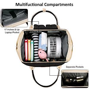 SIMBOOM Lunch Backpack for Women, Nurse Work Backpack for Men with Insulated Cooler Lunch Box, 17 Inch Laptop Backpack with USB Port (Black)