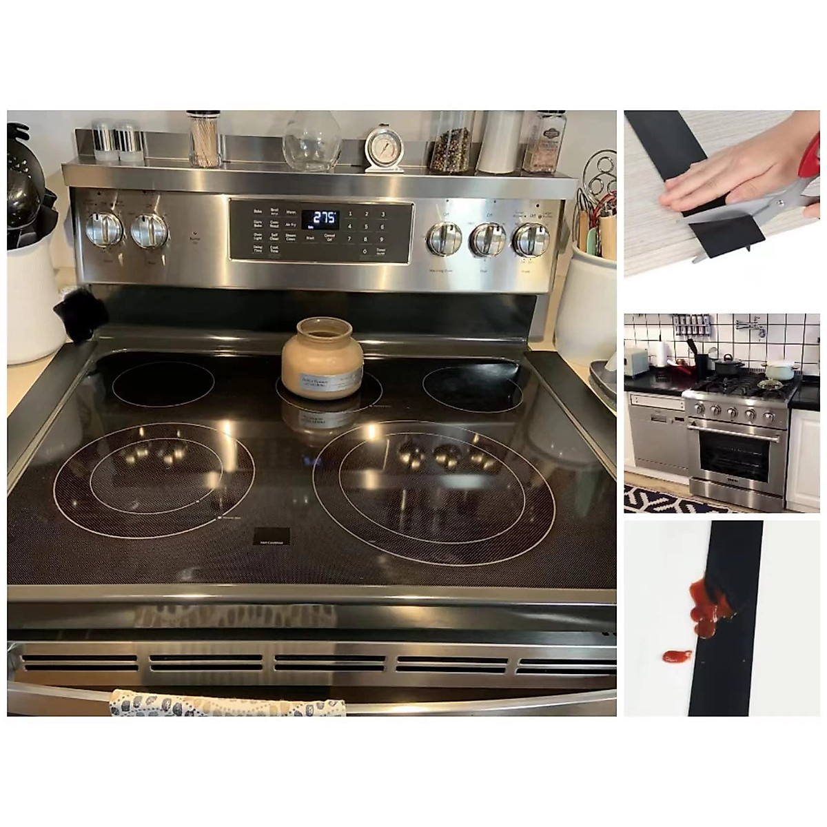 Silicone Kitchen Stove Gap Covers, Kitchen Counter Gap Anti-Slip Non-Tacky Filler Seals Spills Between Counter, Stovetop, Oven, Washer, heat-resistant，Set of 2 (21 Inches, Black) by liboyixi