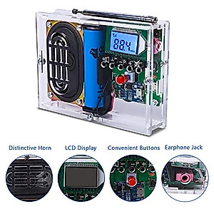 MiOYOOW FṂ Radio Kit, LCD Display Rechargeable Digital Radio Module DIY Kit with Headphone Jack, Soldering Leaning Project for College High School Education and Home Office Outdoor Use