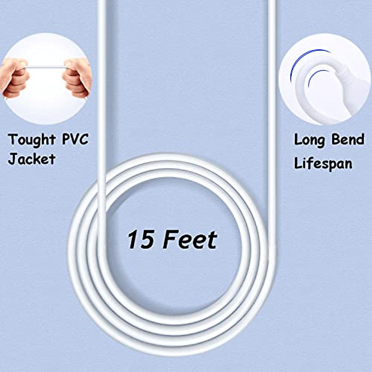 Costyle USB Extension Cable White 15Ft, USB 2.0 Extension Cord Type A Male to A Female White USB Extender Cable for Hard Drive, Security Camera,Printer, USB Keyboard,Mouse