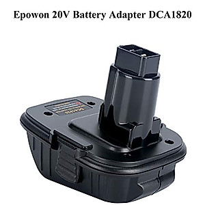 Epowon Battery Adapter Replace for Dewalt DCA1820 18V Tool, Convert Dewalt 20V Li-ion Battery DCB205 for Dewalt 18V NI-Cd&Ni-mh Battery Tools
