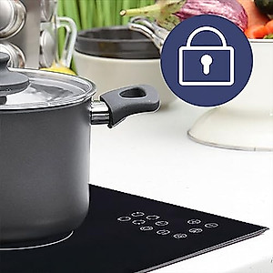 Empava 24-Inch Electric Radiant Cooktop 4 Burners Stove Top 6400W with 1-99 Minutes Timer and 9 Heating Levels Smooth Glass Surface in Black, 24 Inch