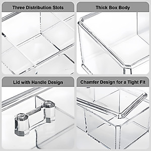 EOFJRUC Qtip Holder Cotton Ball and Swab Dispenser with Lid Clear Acrylic 3 Compartments Bathroom Canisters Cotton Pad Organizer Bathroom Vanity Countertop