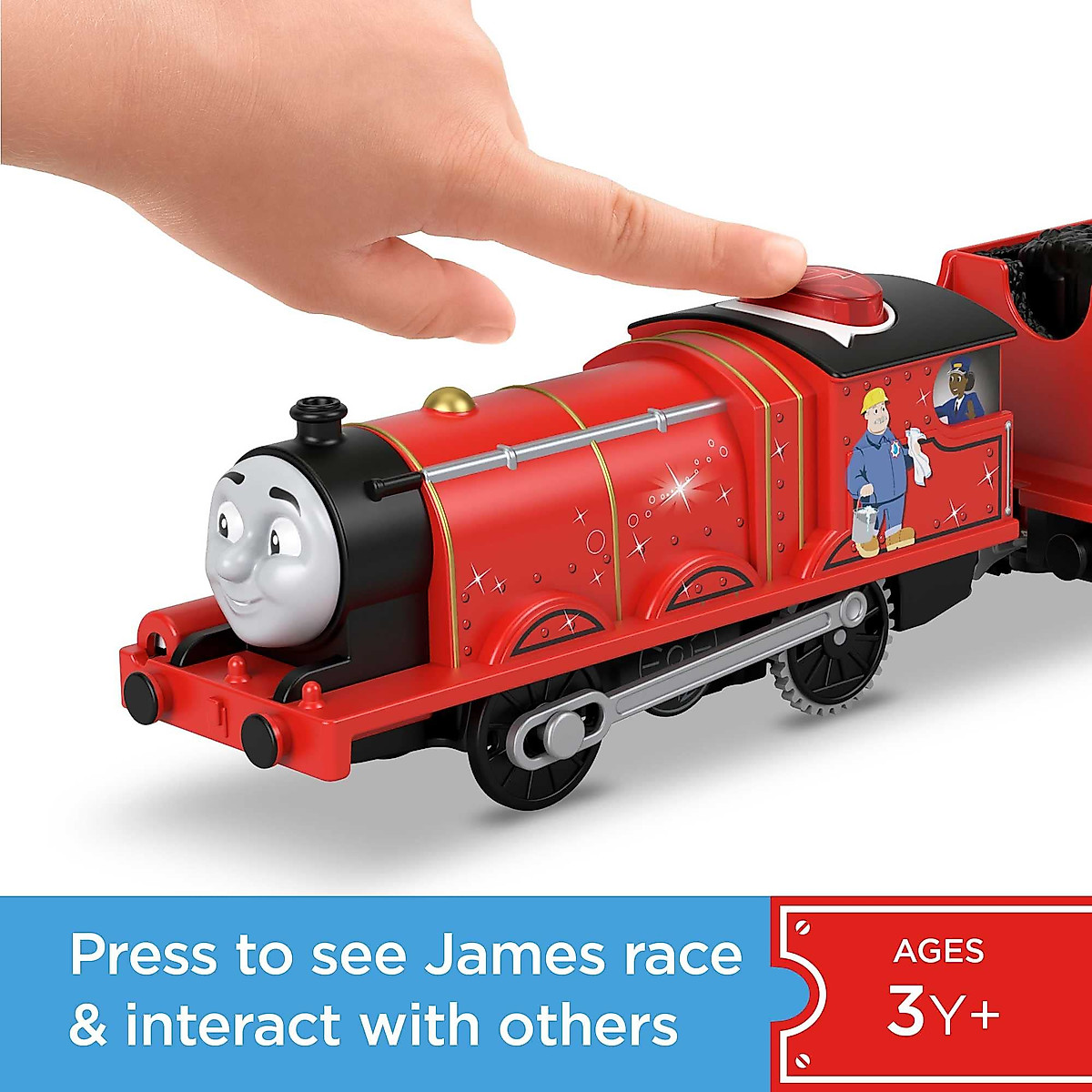 Thomas & Friends Motorized Toy Train Talking James Engine with Sounds Phrases & Coal Car for Preschool Pretend Play Kids Ages 3+ Years
