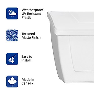 Small Plastic Mailbox for Outside Porch, Easy to Install Wall Mount, Lightweight, Heavy Duty, Rustproof, Maintenance-Free Horizontal Mail Box for House - Made in Canada - 15.5” x 4” x 6.25” (White)