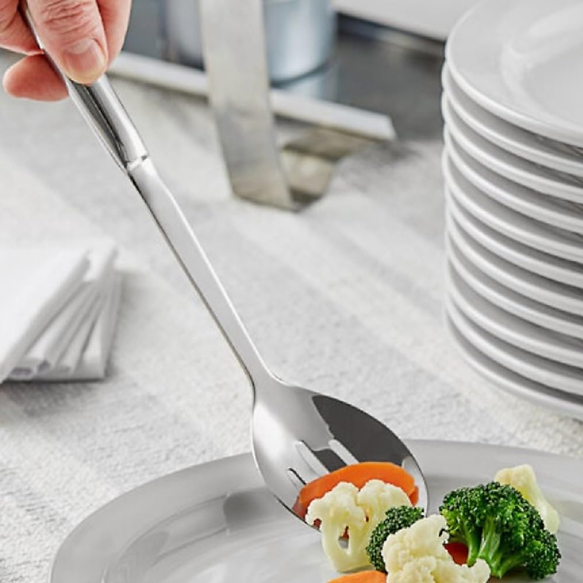 TrueCraftware- Set of 2 Stainless Steel Slotted Serving Spoon- Serving Utensils Cooking Spoons Utensil Sets Large Serving Utensils Kitchen Cooking Serving Utensils for Home Restaurant Buffet Banquet