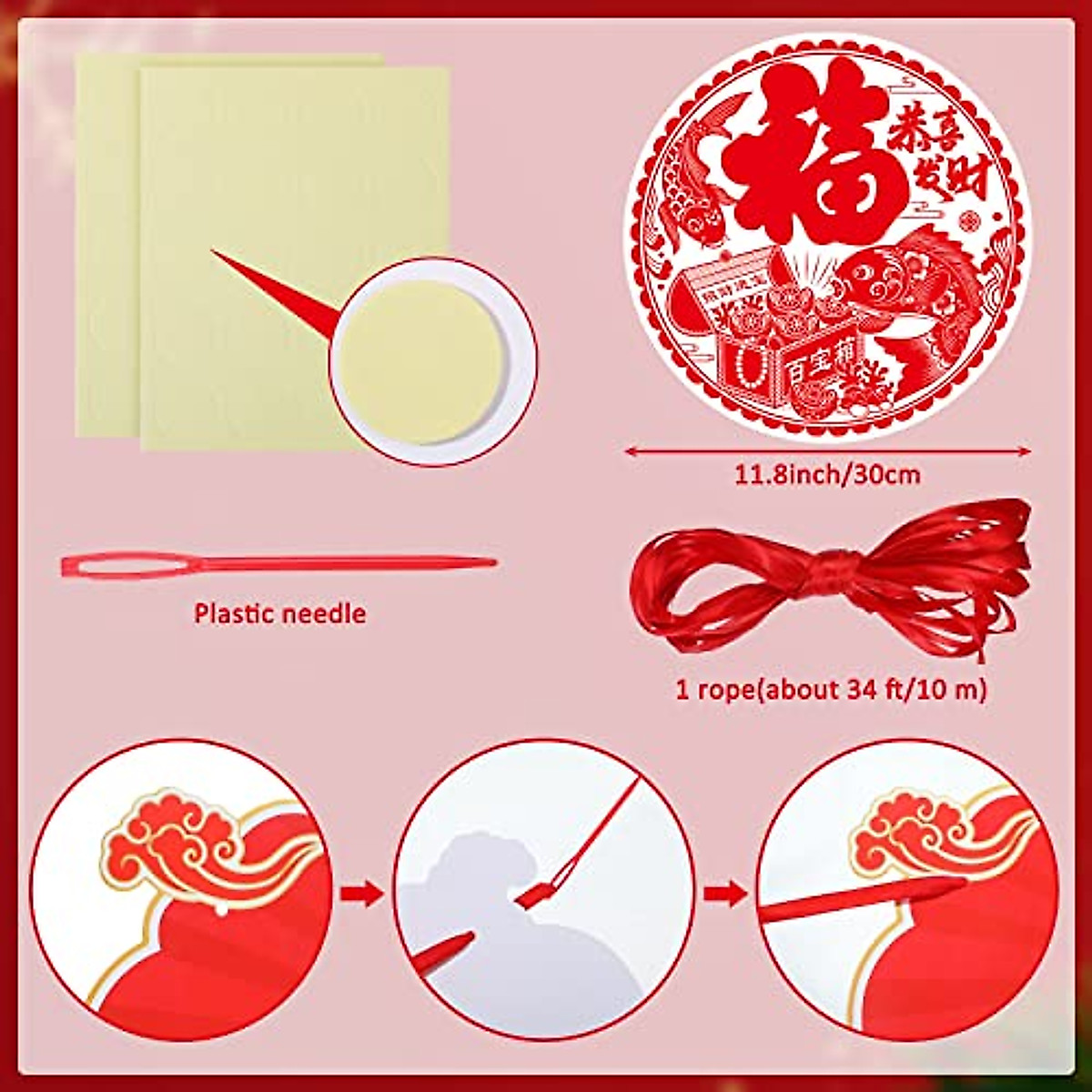 22 Pieces Chinese New Year Decorations Set Includes 2023 Chinese New Year Banner Year of The Rabbit Porch Sign Red Gold Hanging Wall Decor and 20 Pieces Fu Character Window Stickers for 2023 Party