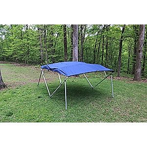 Vortex Direct Navy Blue Fabric Square Tube Frame 4 Box Bimini Top,10' Long, 97"-103" Wide, 54" Tall