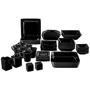 10 Strawberry Street Nova Square 45 pc Dinnerware Set, Black