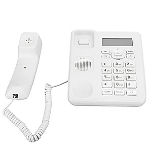 Eboxer Corded Telephone, Large Button Business Landline Phone, DTMF FSK Dual System, with LCD Screen Display, 16 Ringtones, for Household Hotel Domestic Home Office, White