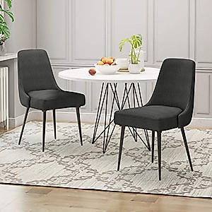 Dawn Modern Fabric Dining Chairs (Set of 2), Charcoal