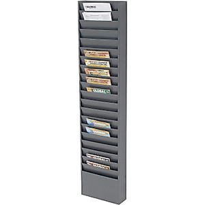 Global Industrial Medical Chart Hanging Wall File Holder, 20 Pockets, Gray