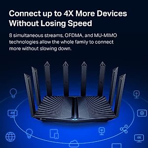 TP-Link AX6600 Tri-Band WiFi 6 Router (Archer AX90), 8-Stream Gigabit Router, VPN Router, MU-MIMO, 2.5G WAN Port, 1.5GHz Quad-Core CPU