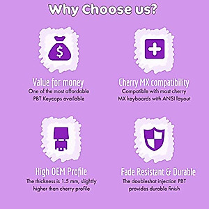 Better Livin 104 Doubleshot, ANSI Layout, OEM Profile, Cherry MX keycaps, Translucent Backlit Compatible Gaming Keyboard keycaps for 61/87/104 Keyboards (Purple-Blue)