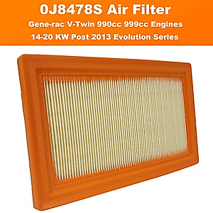 Jvfnxpm 0J8478S Air Filter for Gene-rac V-Twin 990cc 999cc Engines 14-20 KW Post 2013 Evolution Series - 2 Pieces